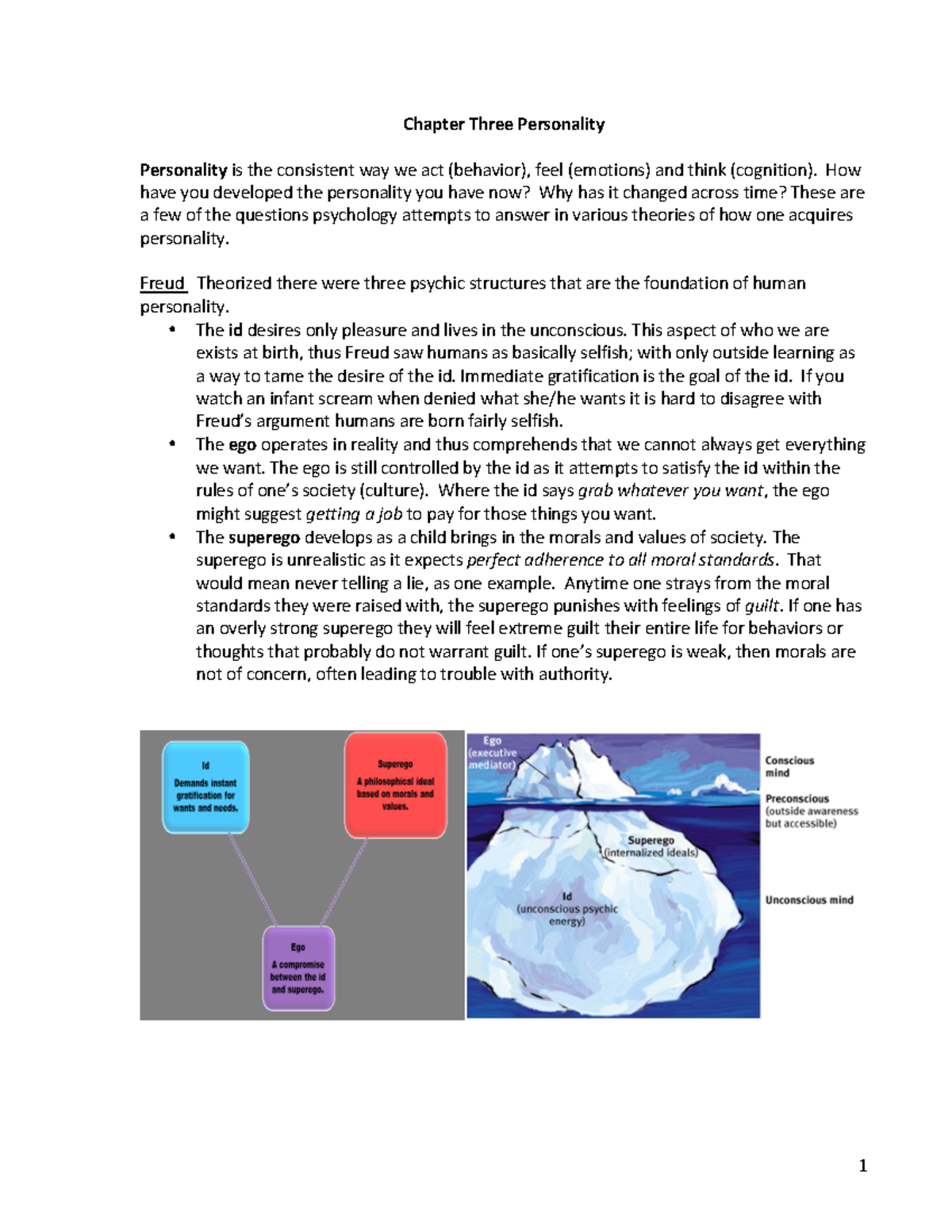 Gen Psych Chapter 3 - Lecture notes 3 - 1 **Chapter Three Personality ...