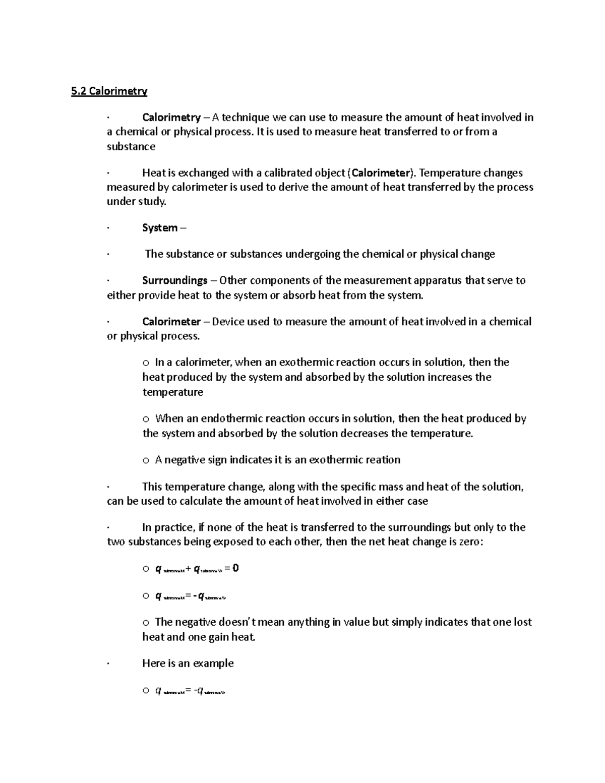 CH. 5 - Lecture Notes on Calorimetry Concepts and Applications - Studocu