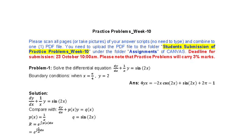 Practice Problems Week-10 AY2025-26 Sem-1 Solutions - Studocu