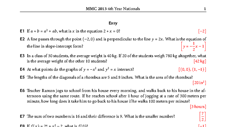 MMC 2013 4th Year Nationals - Comprehensive Solutions and Answers - Studocu
