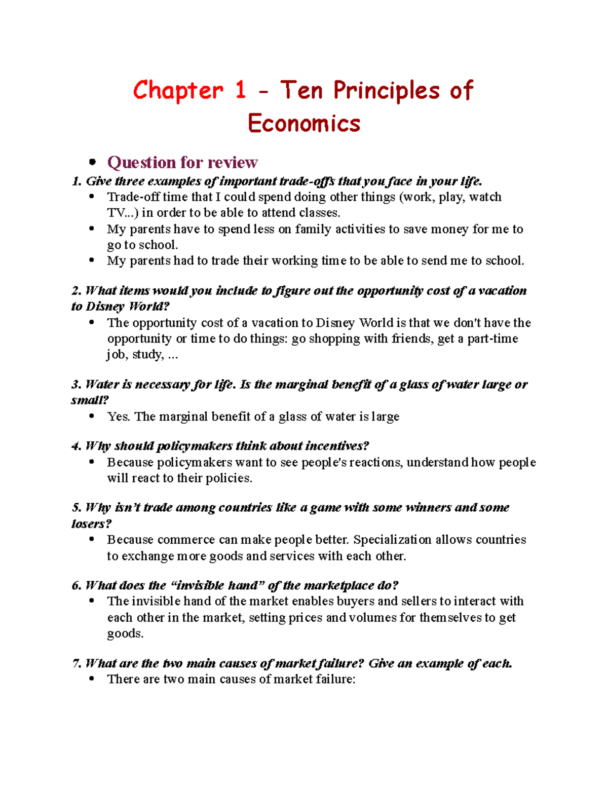 Chapters 1 & 2 ECO - Review Questions & Exercises - Studocu