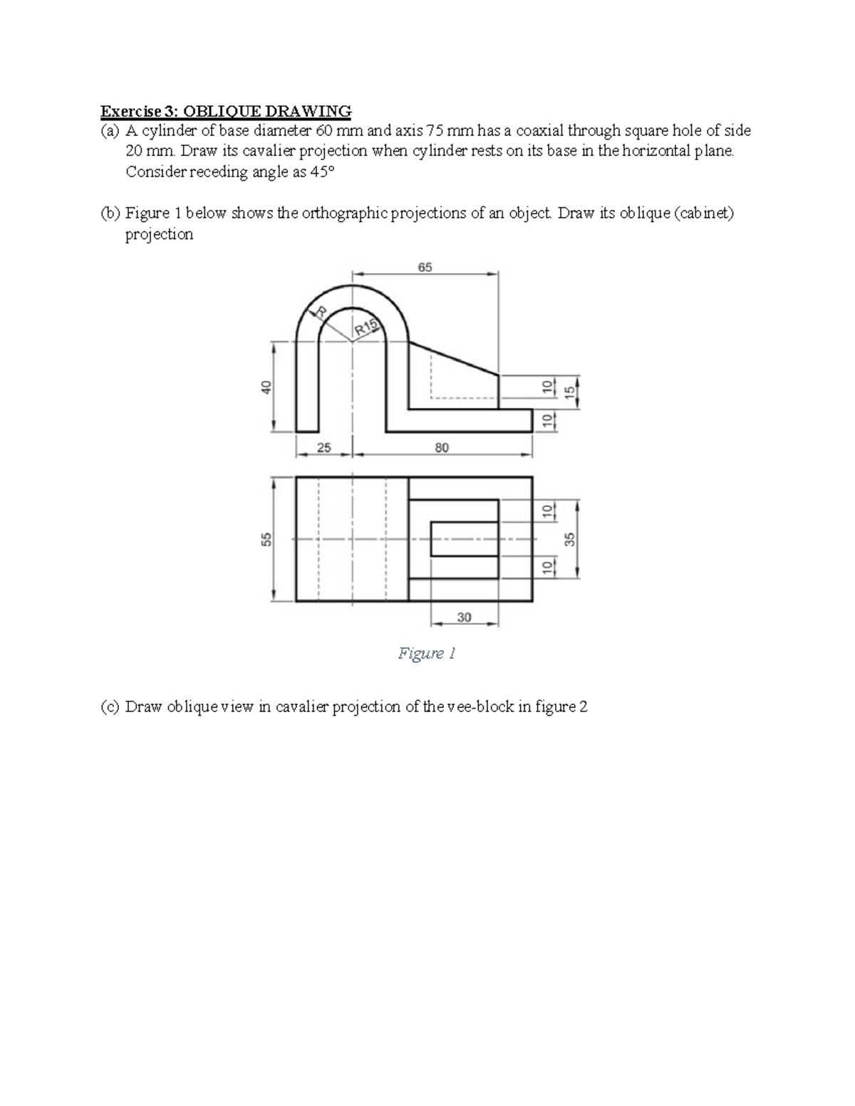 Exercise 3 - oblique Projection - Engineering mechanics - Exercise 3 ...