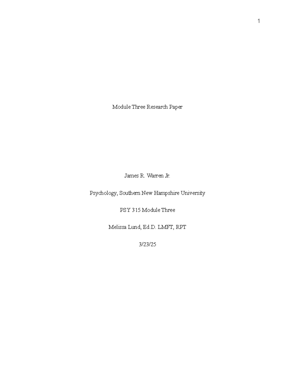 PSY 315 Module Three Research Paper: Counseling Theories and Ethics ...