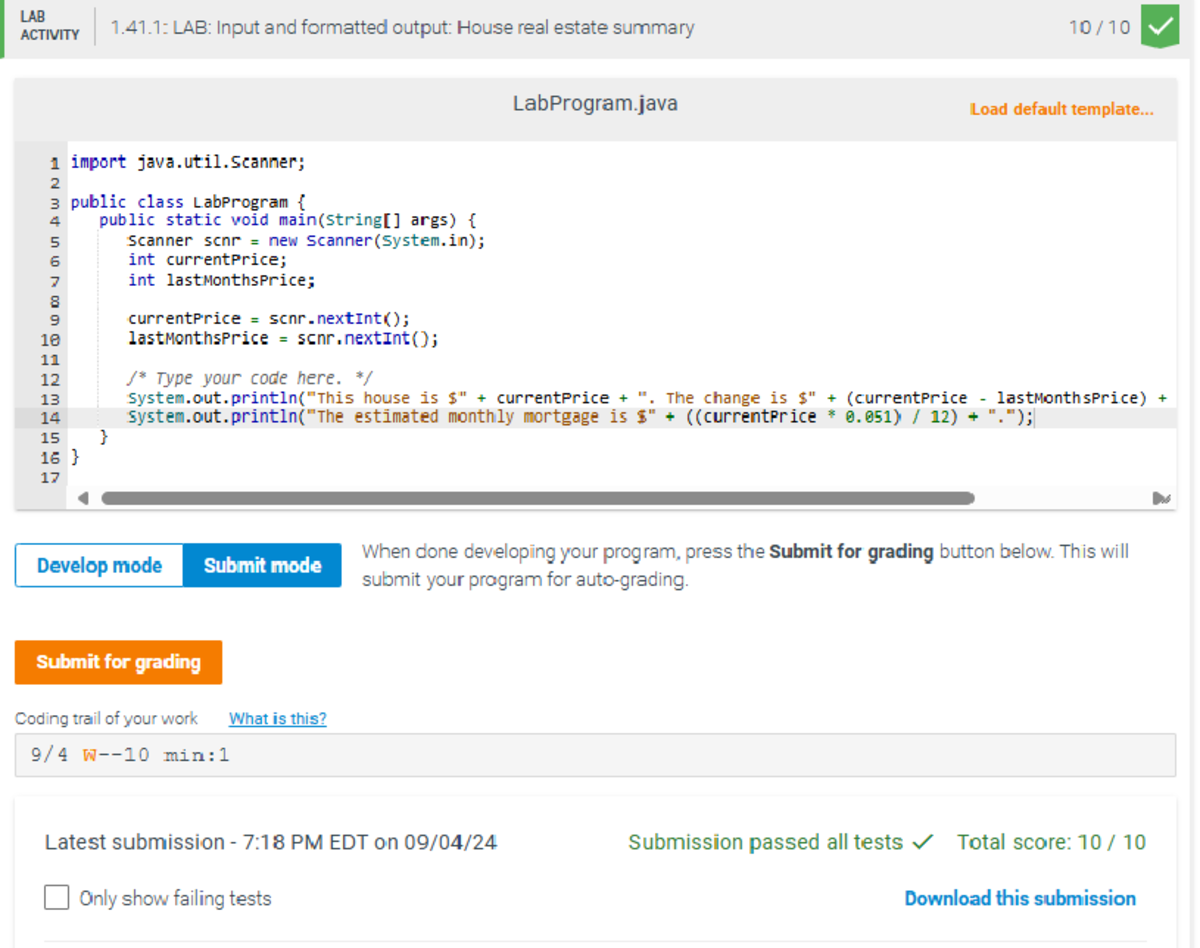 LAB 1.41: Input & Formatted Output - House Real Estate Summary - Studocu