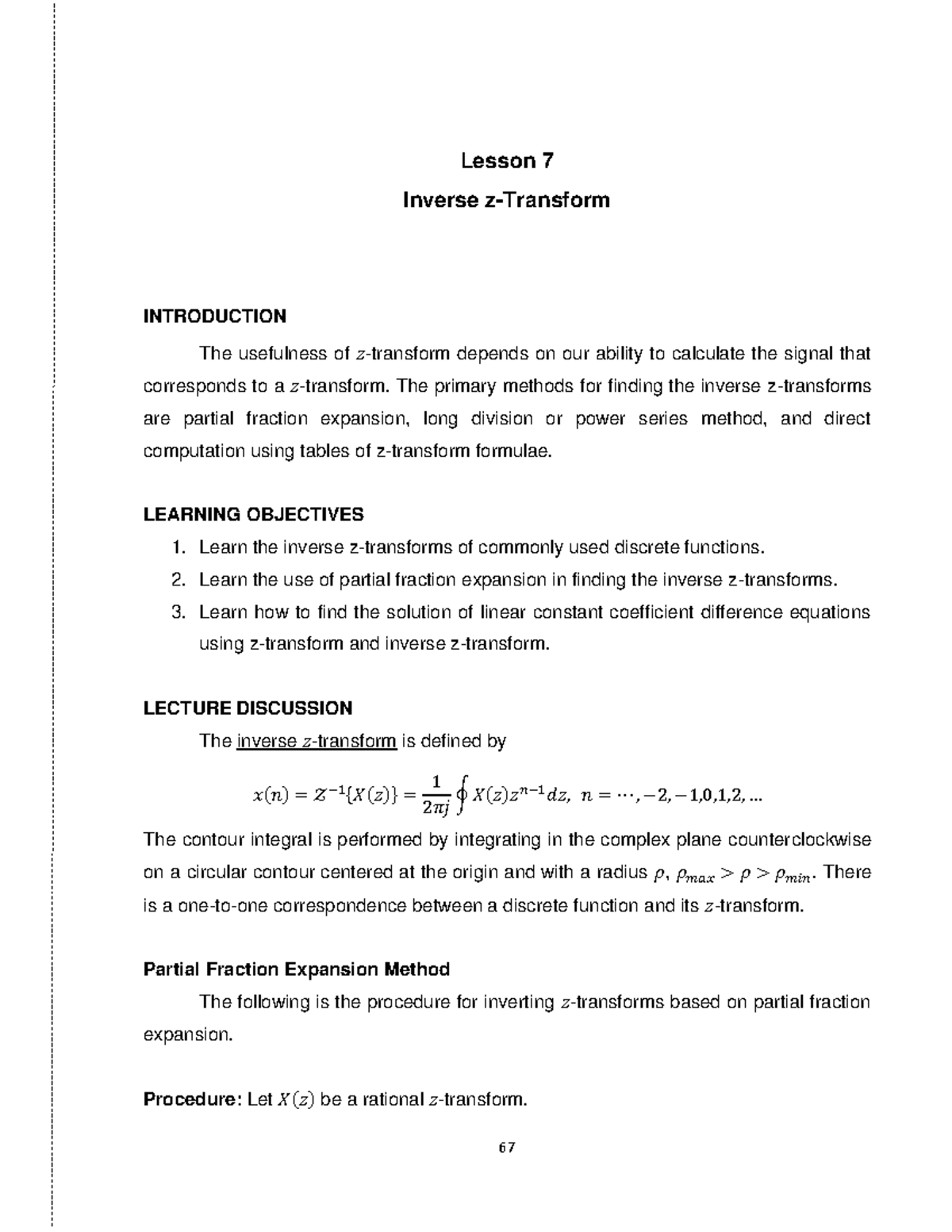 Lesson 7: Inverse Functions and Partial Fraction Expansion - Adv. Math ...