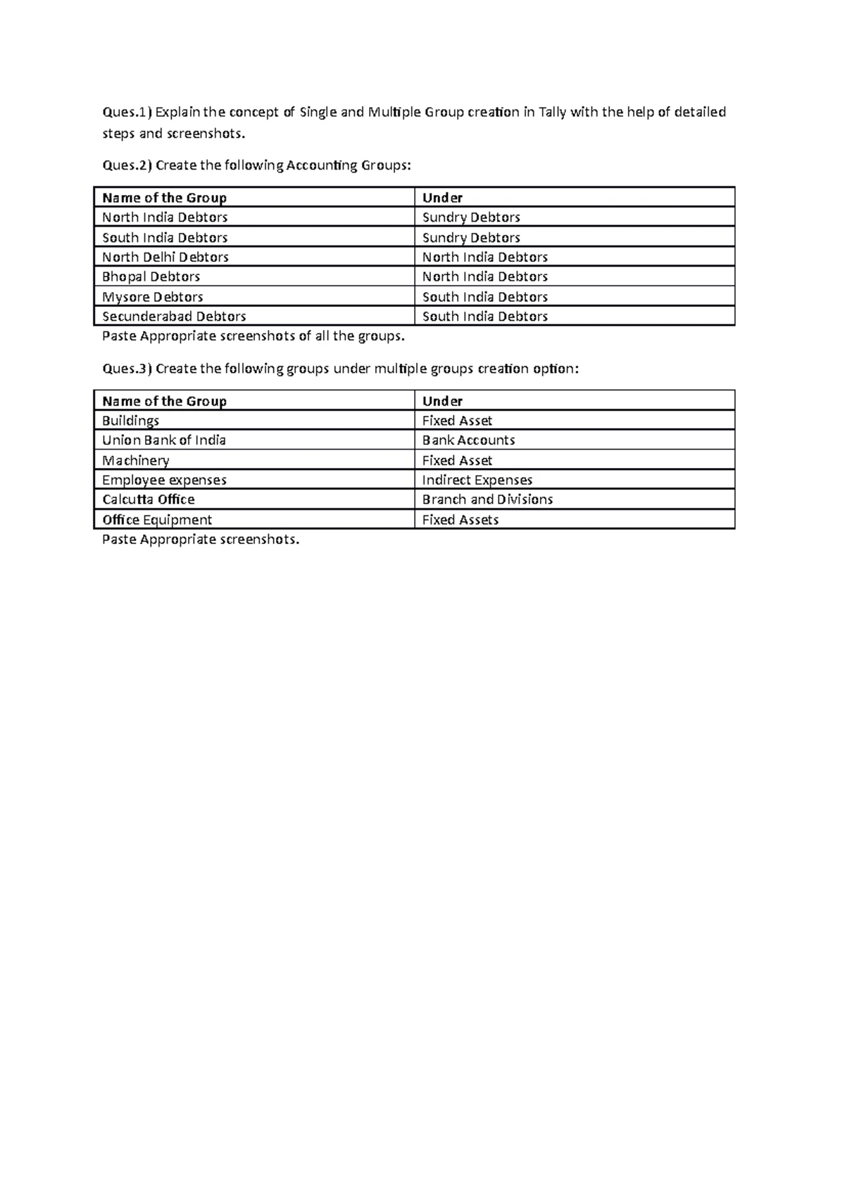 4 Ledger Creation Questions For Practice Of Tally Step By Step Basic Questions For Tally