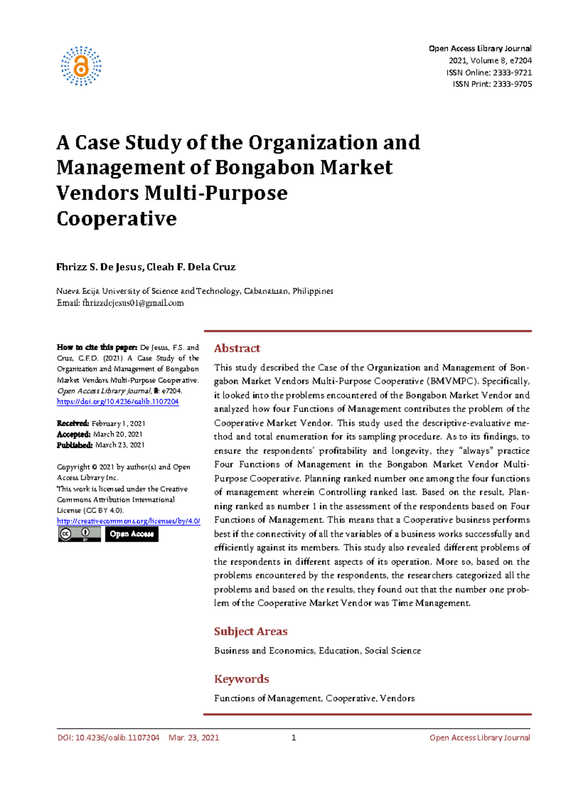 Organization journal - group assignment - Open Access Library Journal ...