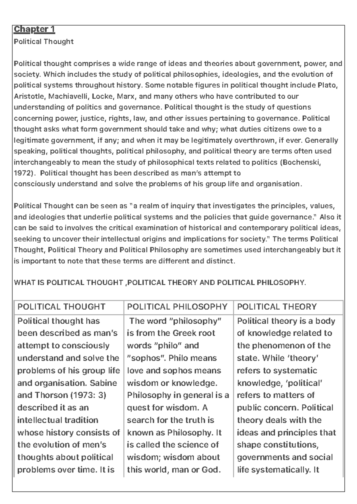 Political Thought 1 - Overview and Historical Development - Studocu