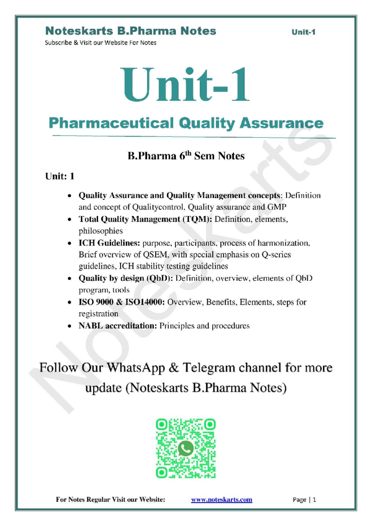 B.Pharma Sem Notes: Comprehensive Guide to Quality Assurance and ...