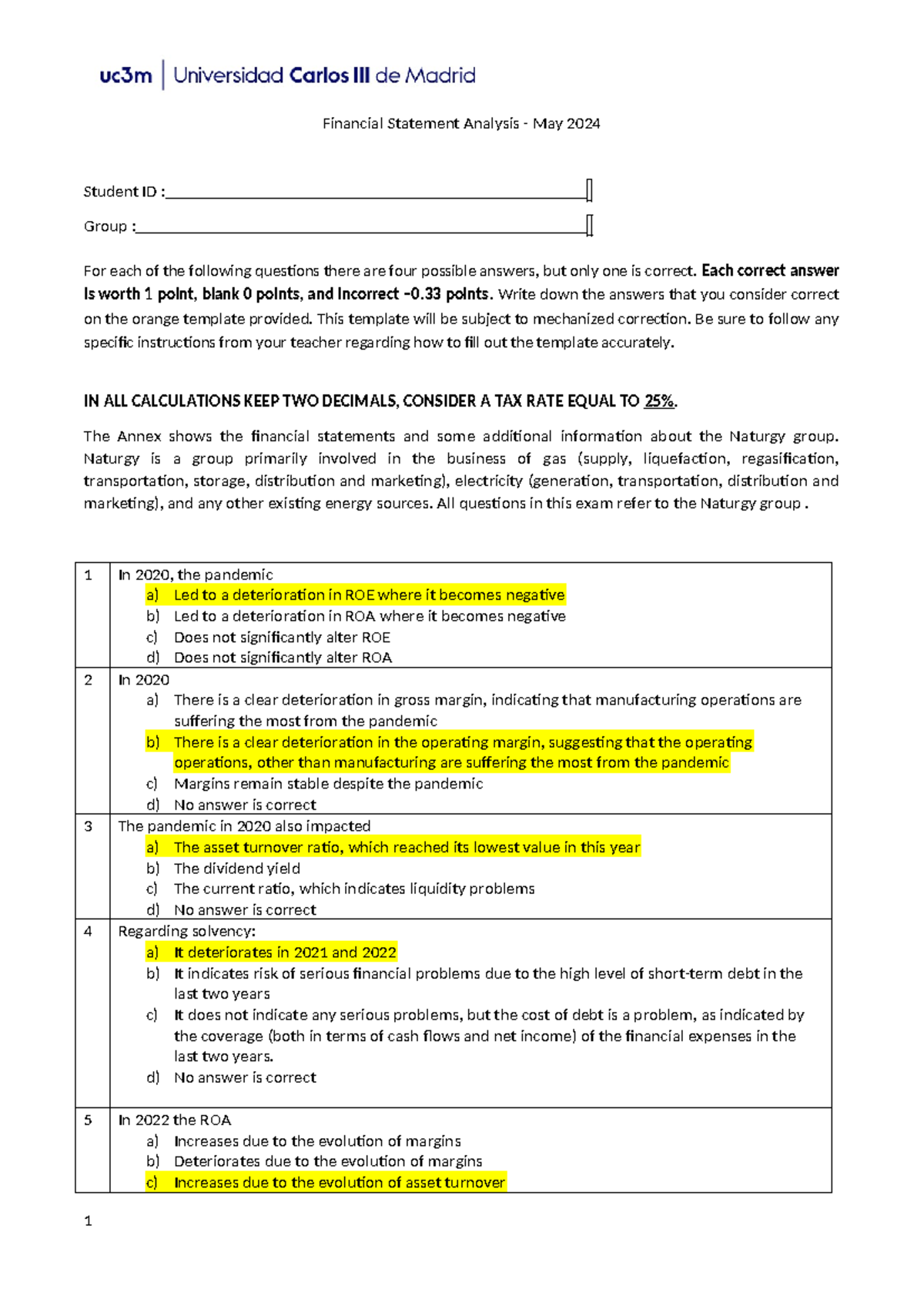 Mock Final Exam: Financial Statement Analysis (May 2024) - Studocu