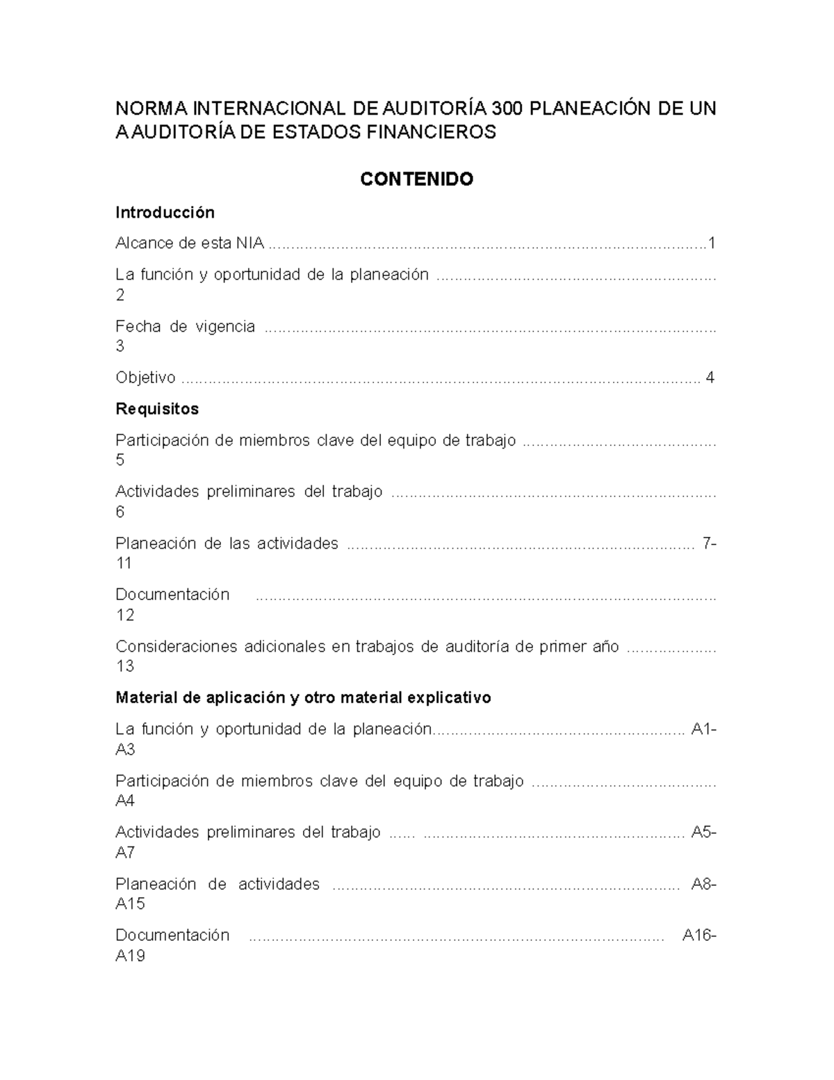 NIA 300 Planeación de la Auditoría de Estados Financieros - Studocu