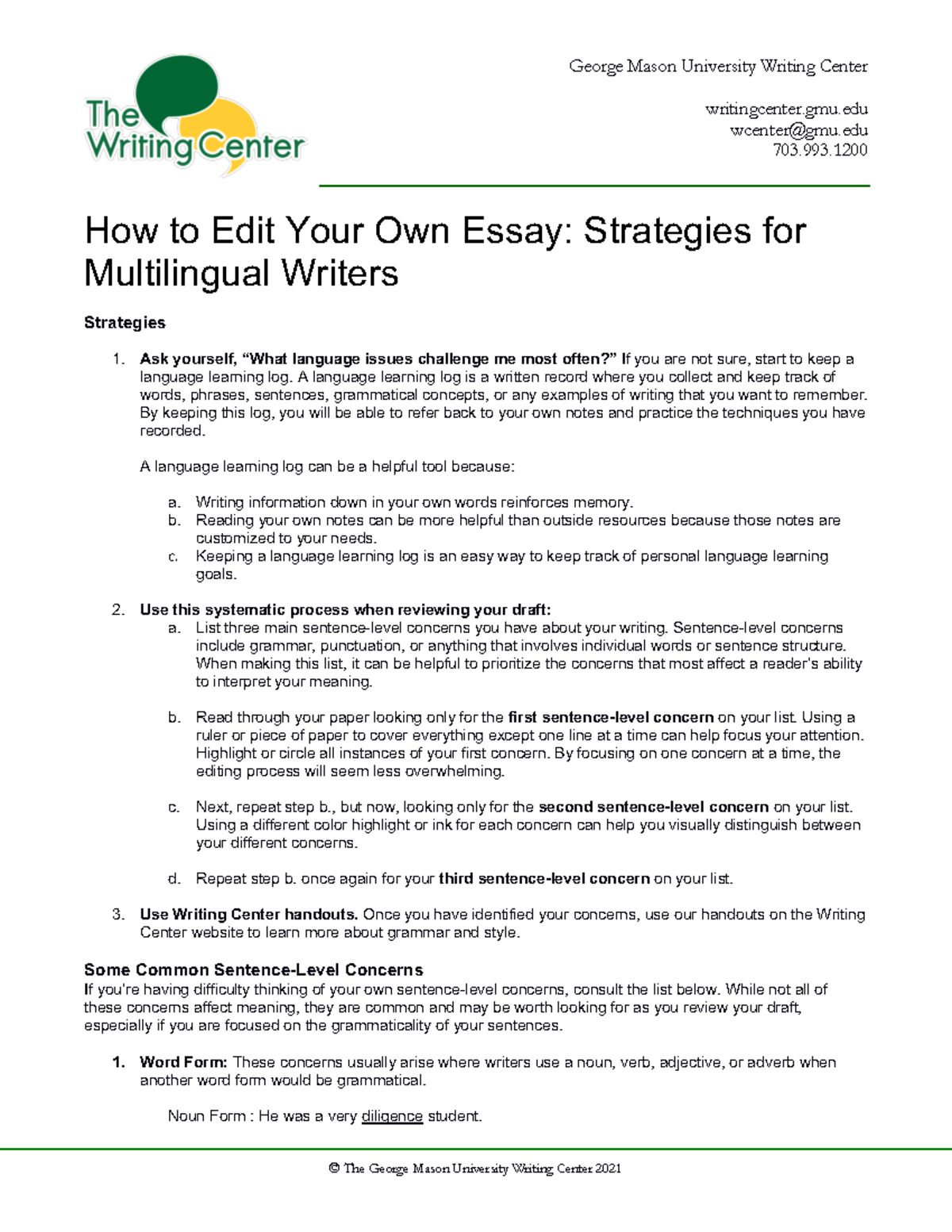 Revised How to Edit Your Own Essay 2021 - George Mason University ...