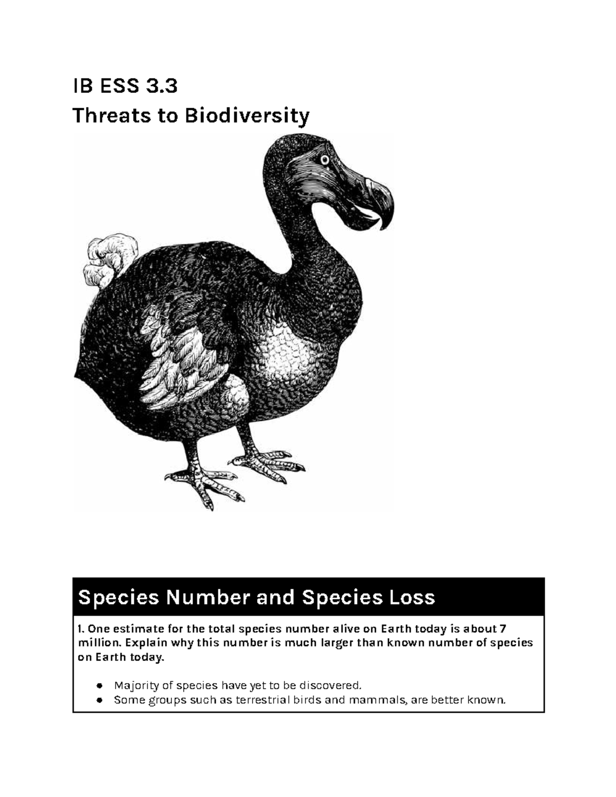 IB ESS 3.3 Summary: Threats to Biodiversity and Species Loss Analysis ...