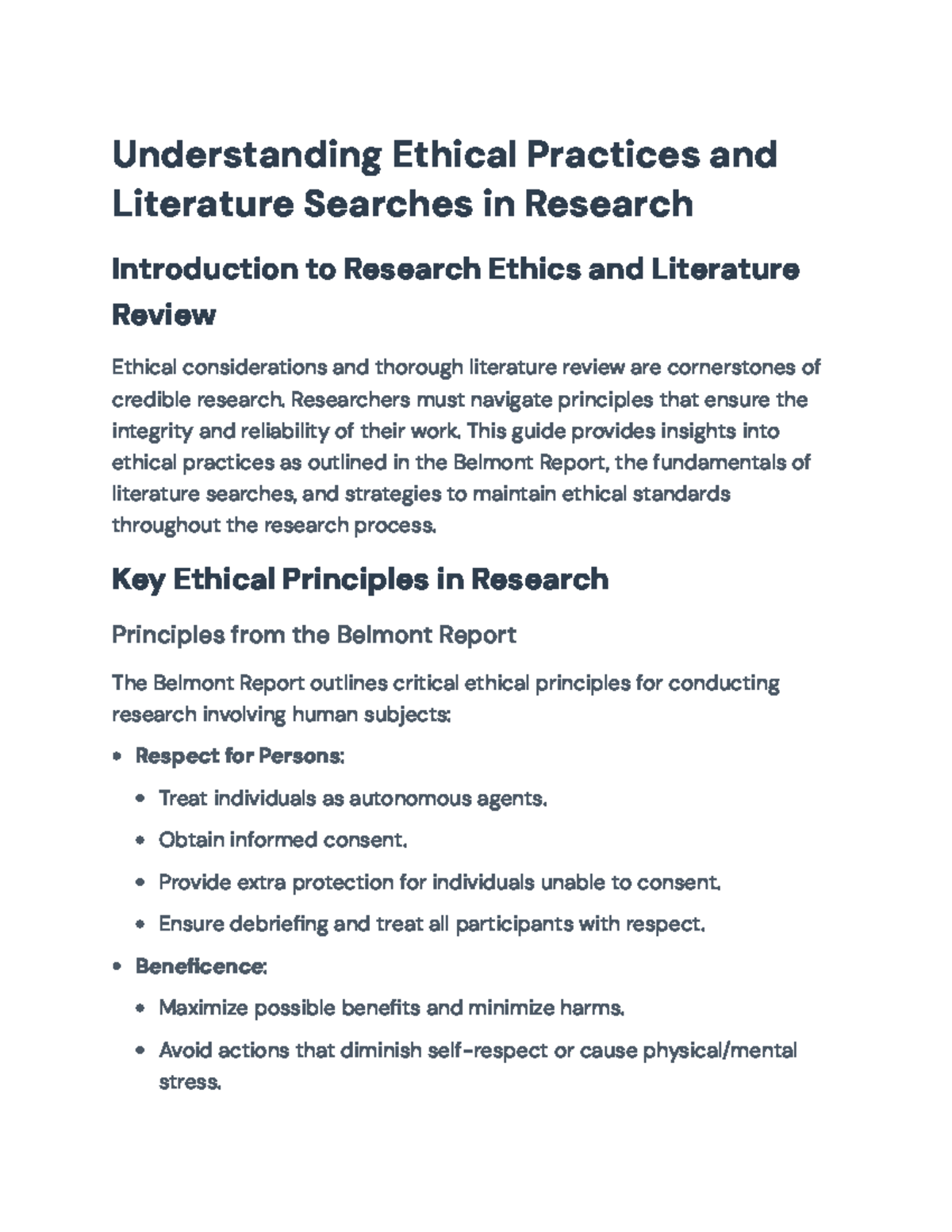 Ethical Practices and Literature Searches in Research (Course Code ...