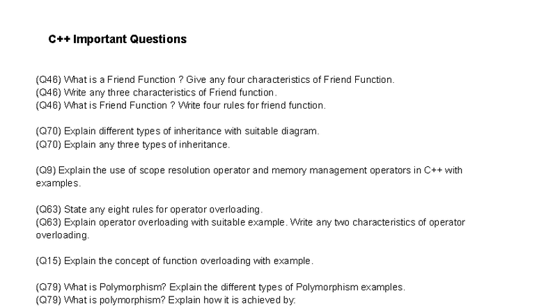 C++ IMP c785944 d-9736-4187-a8e2-56b4873468 c4 - (Q46) What is a Friend ...