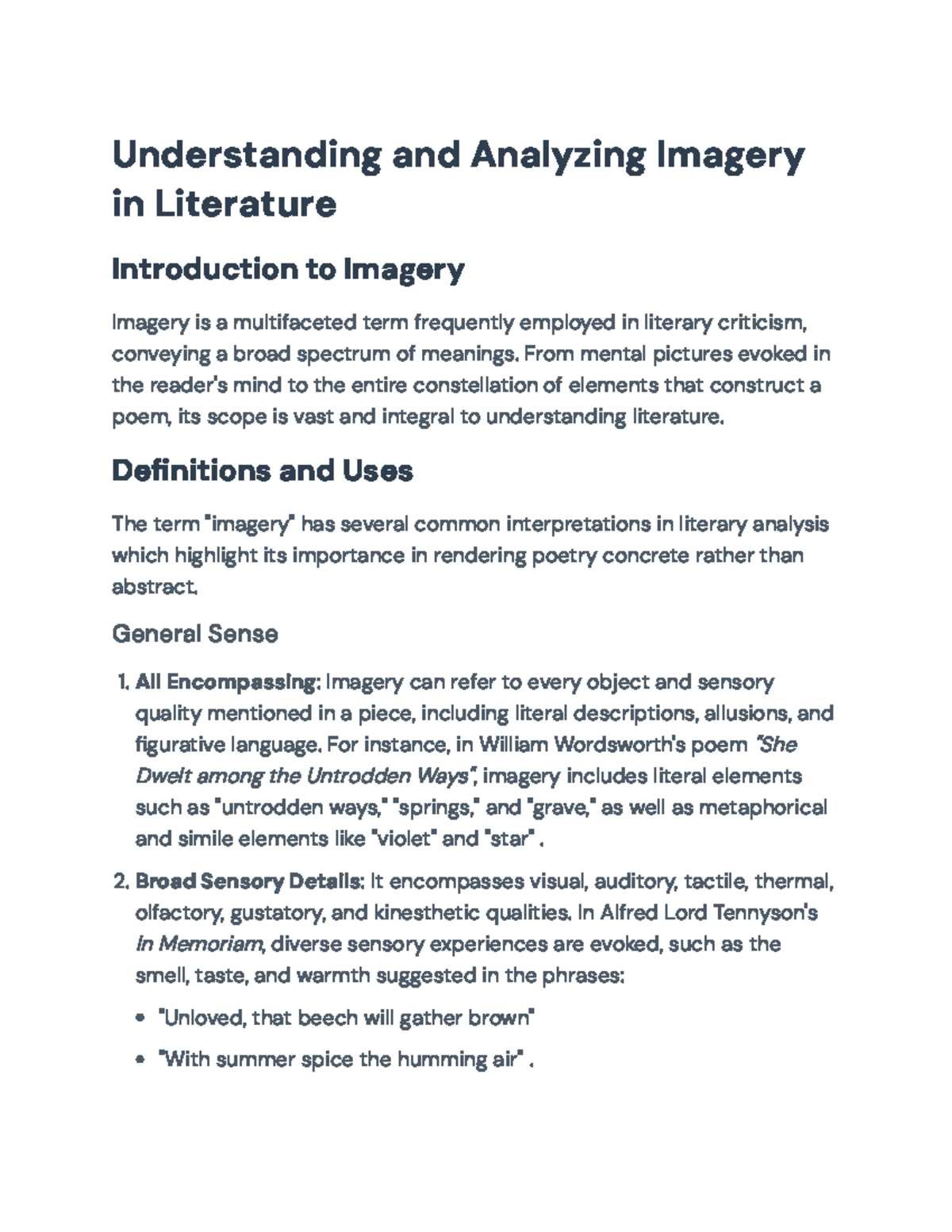 Understanding Imagery in Literature: Analysis and Critical Perspectives ...