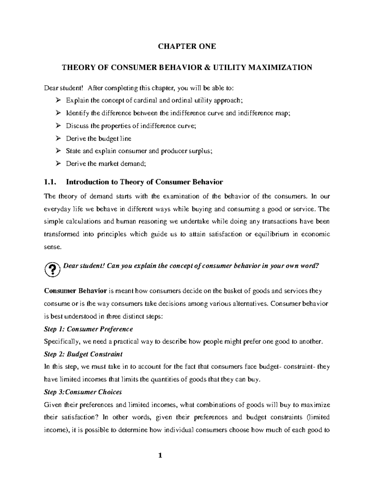 Microeconomics I: Theory of Consumer Behavior & Utility Maximization ...