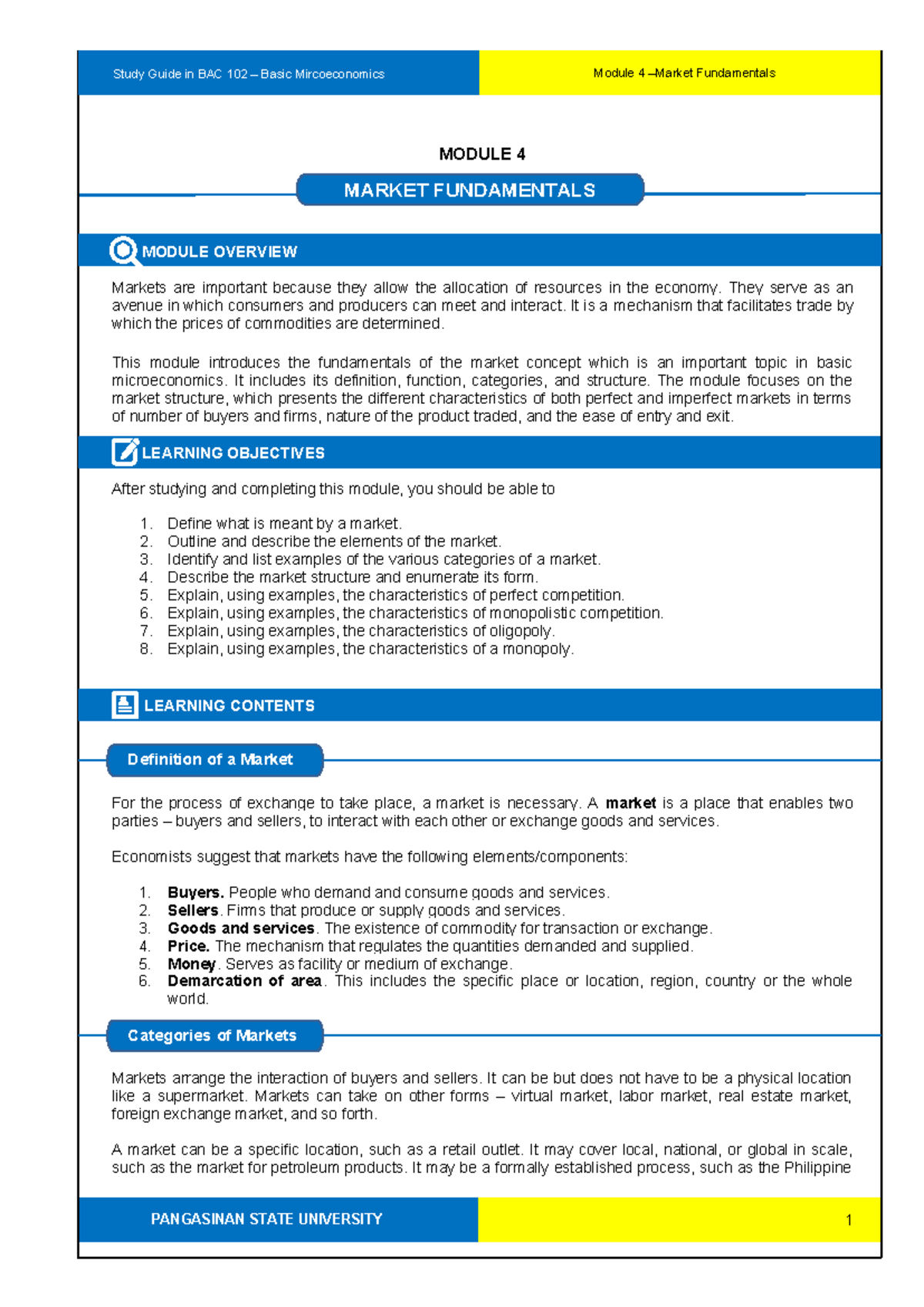 BAC 102 Module 4 Study Guide: Market Fundamentals in Microeconomics ...