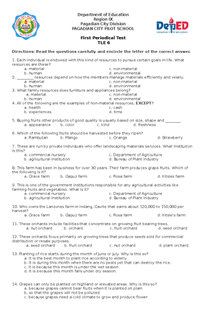 Q2 Second Summative TEST TLE HE6 - SECOND SUMMATIVE TEST TECHNOLOGY AND ...