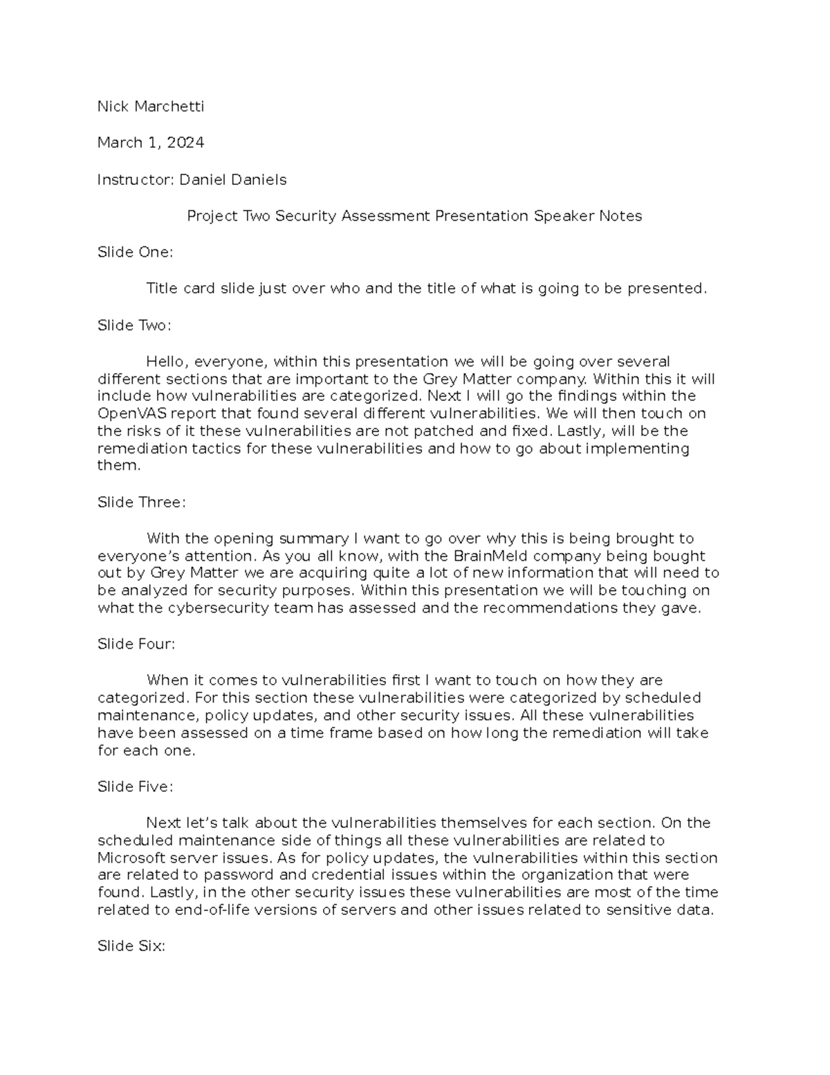 CYB 400 Module 5 Project One: Security Assessment Recommendations - Studocu