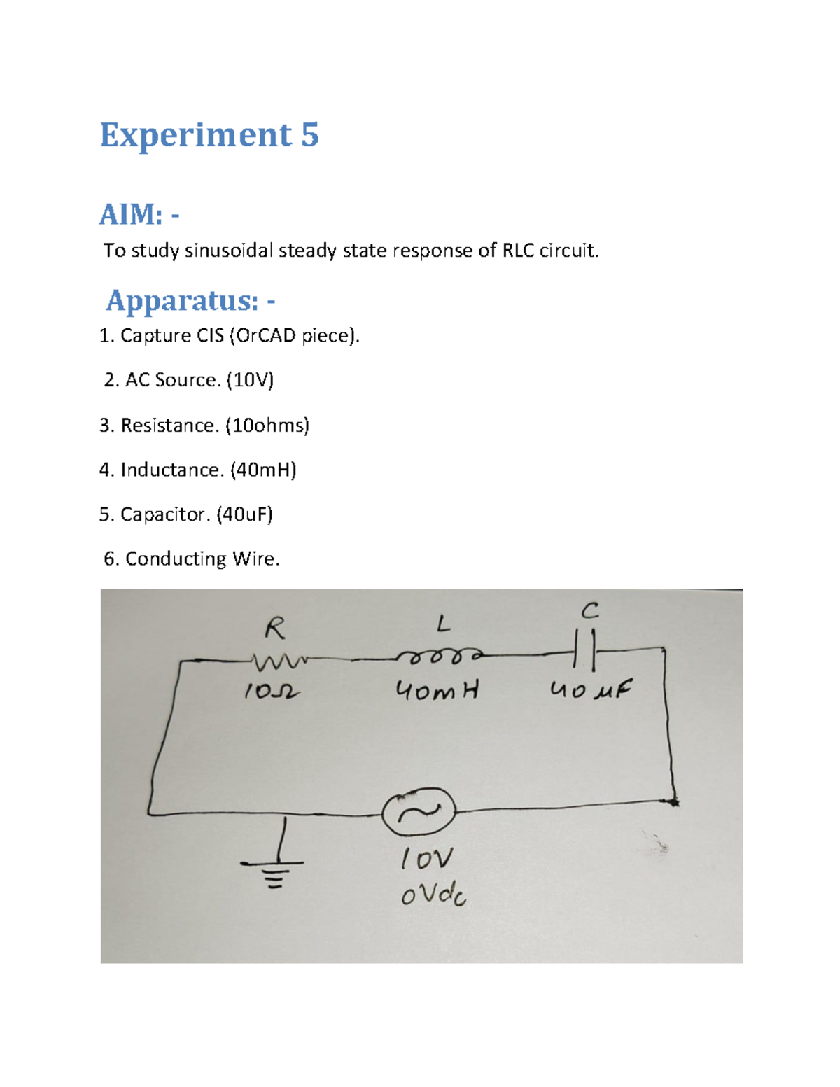 RLC Circuit Response & Digital Adders: Exp 5 & 6 Lab Guide - Studocu