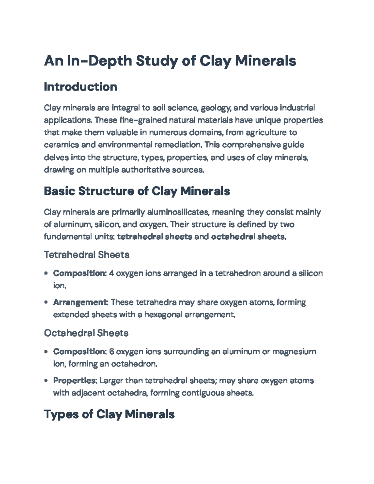 In-Depth Study of Clay Minerals: Structure, Types, and Applications ...
