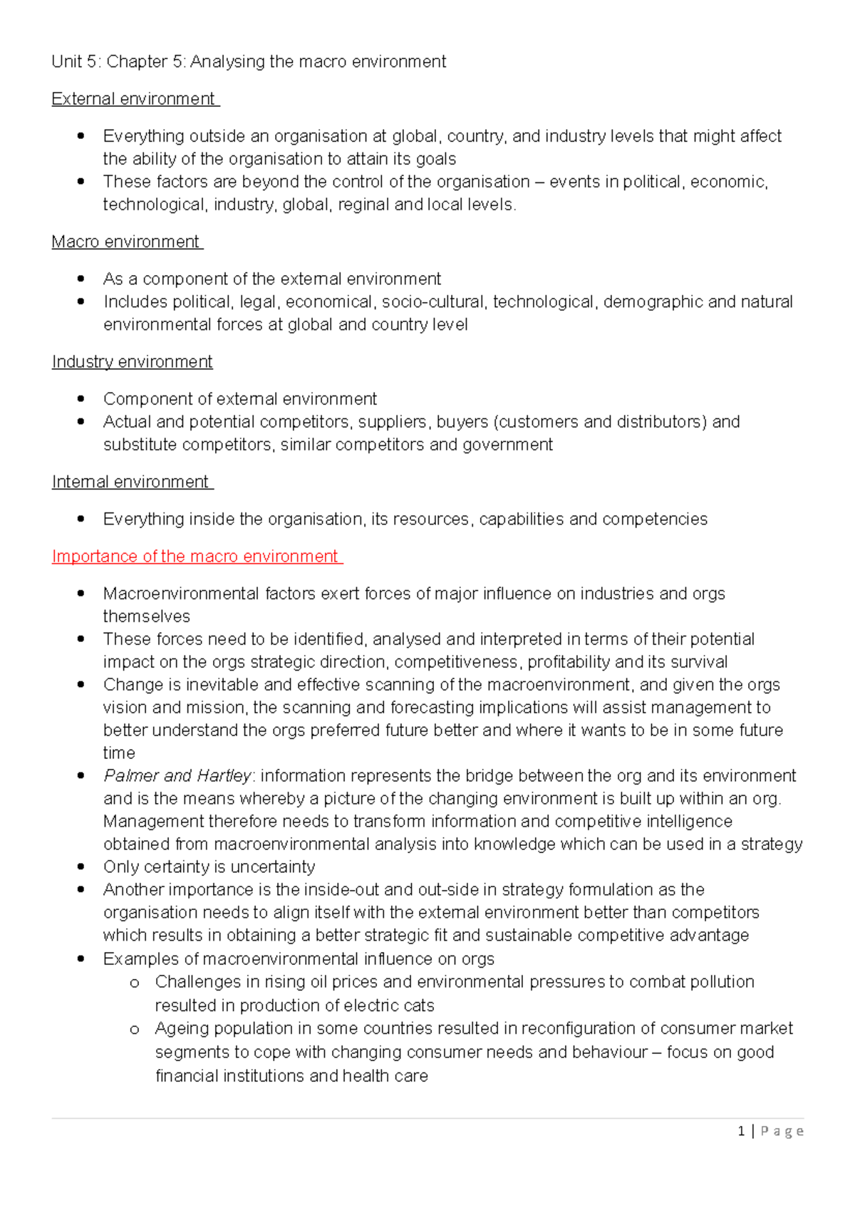 Unit 5: Comprehensive Analysis of the Macro Environment - Studocu
