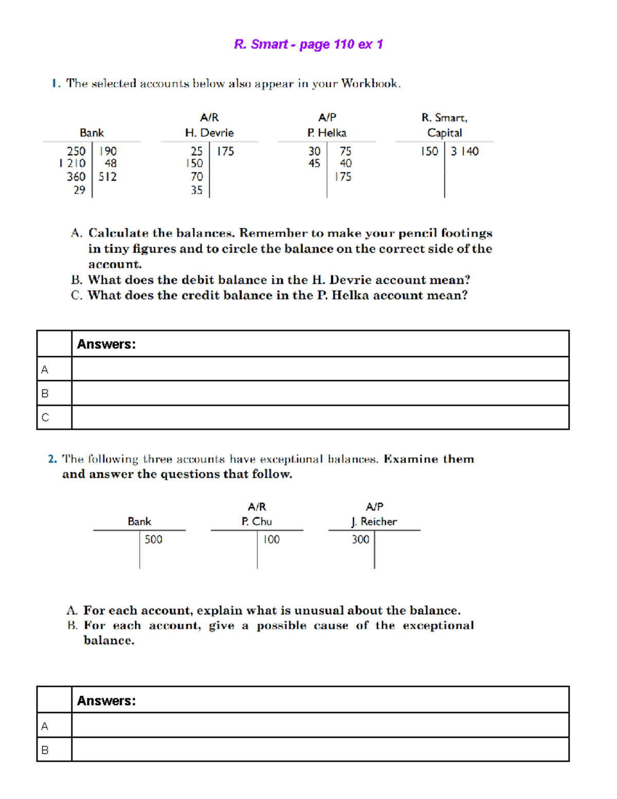 R. Smart - Page 110 Exercises 1, 2, 3 Answers - Studocu