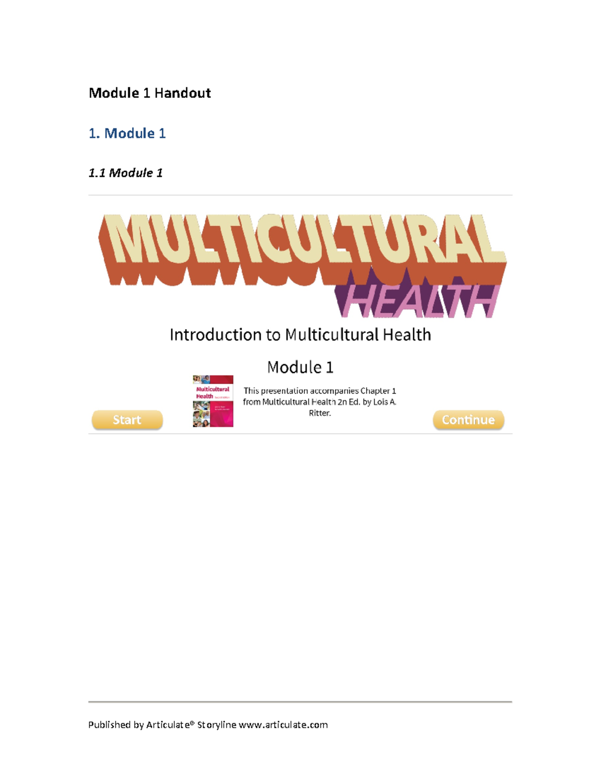 Module 1 Handout: Multicultural Health & Cultural Considerations - Studocu