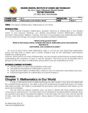 Semi-Detailed math - Mathematics lesson plan - Semi-Detailed Lesson Plan in Math 3 I. Objectives ...
