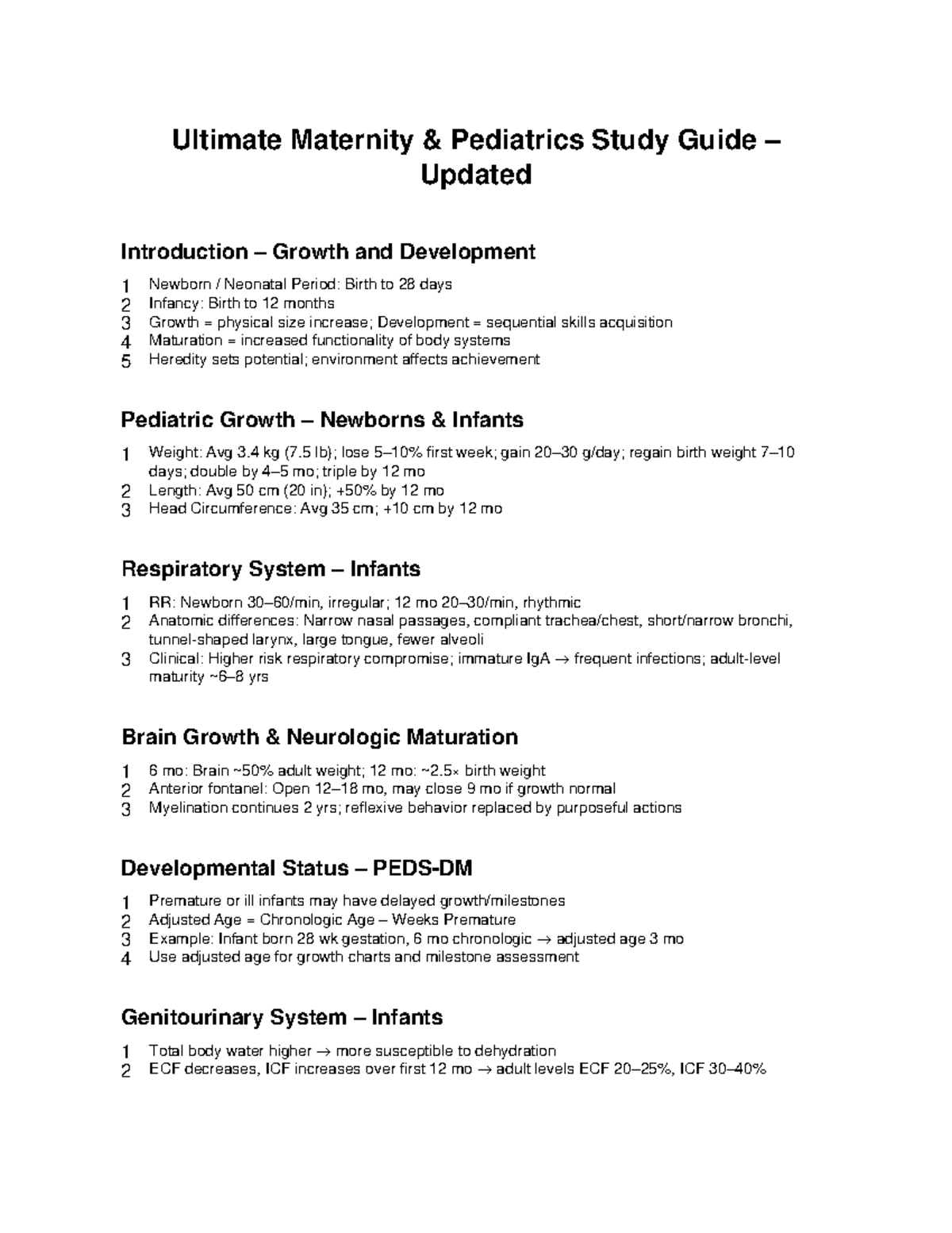 Maternity Pediatrics Study Guide: Growth & Development Insights - Studocu