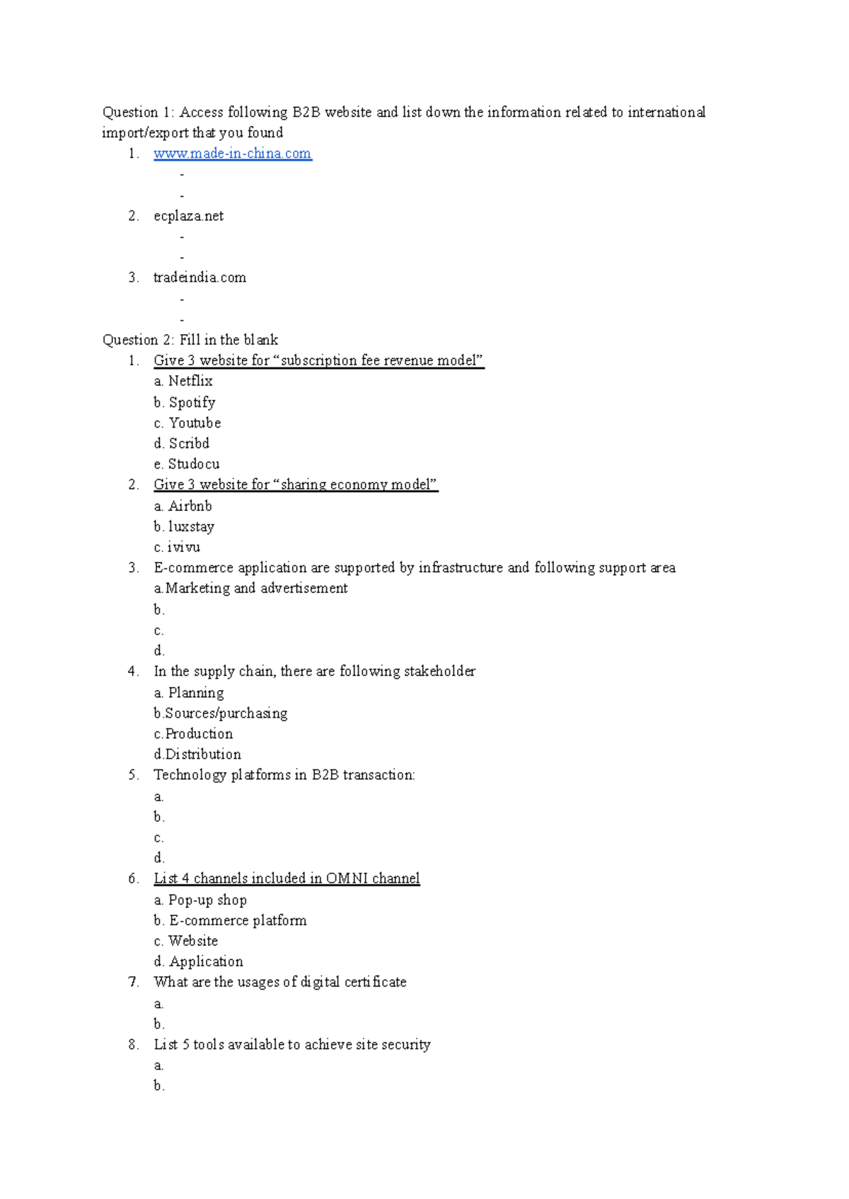 Mock Test: ECOM 101 - Ecommerce Concepts and B2B Platforms - Studocu