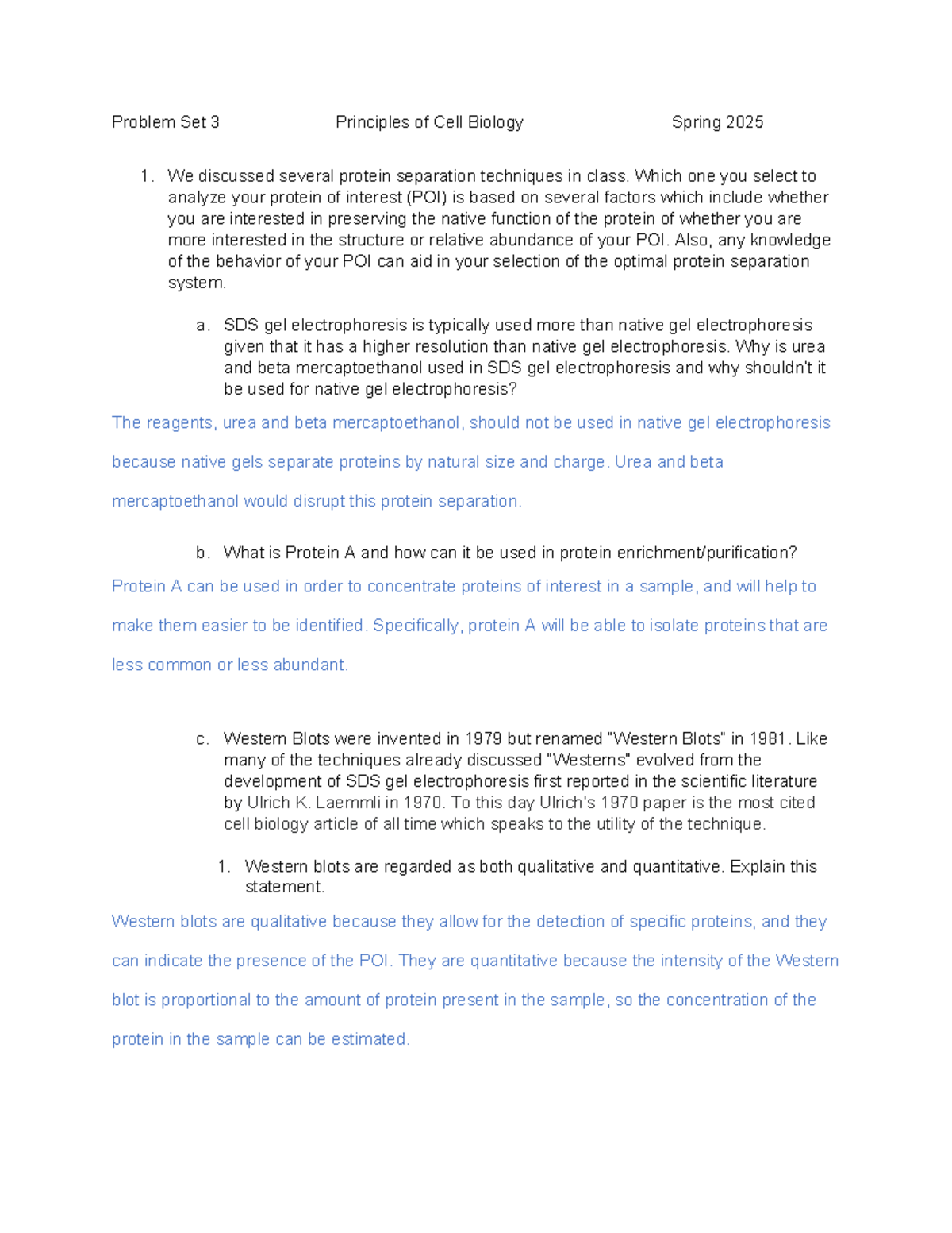 Problem Set 3: Principles of Cell Biology (Spring 2025) - Studocu