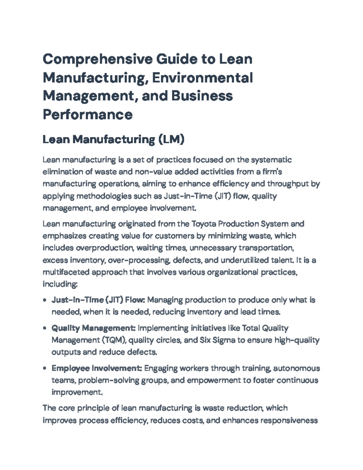 Comprehensive Overview of Lean Manufacturing & Environmental Management ...