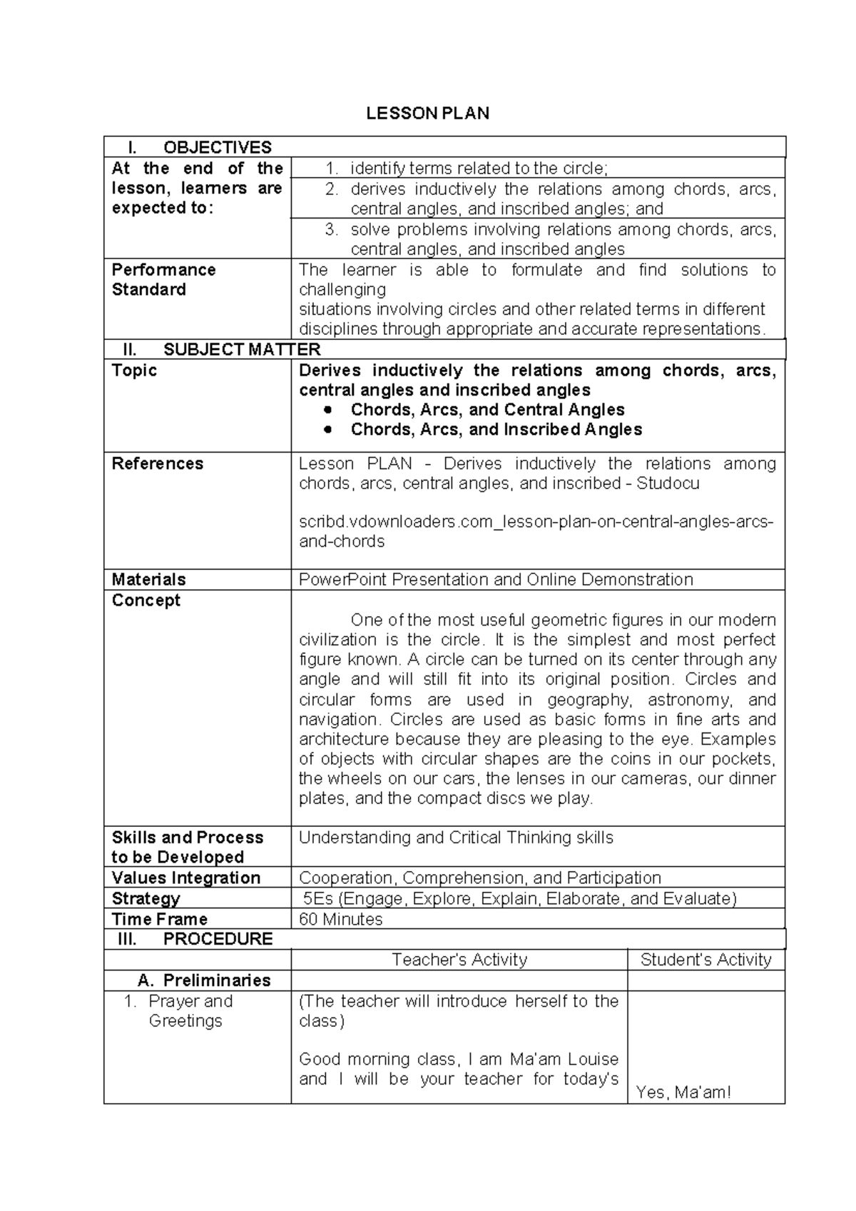 Law and Ethics I with Math - LESSON PLAN I. OBJECTIVES At the end of ...