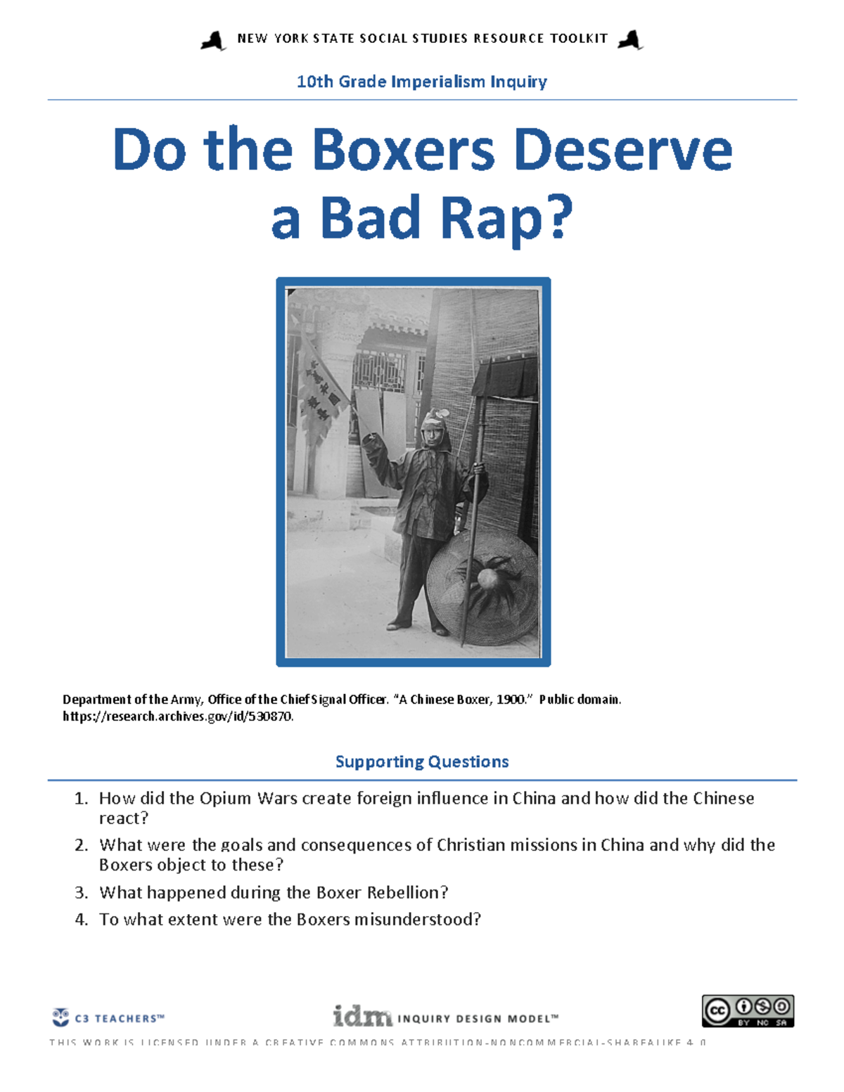 10th Grade Imperialism Inquiry: Understanding the Boxer Rebellion - Studocu