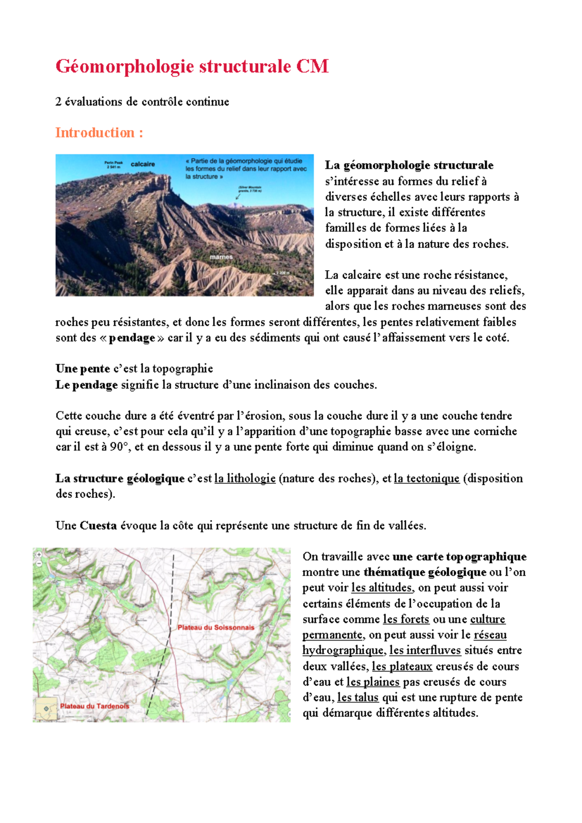 Chapitre 1 et Chapitre 2 Géomorphologie structurale - Géomorphologie ...