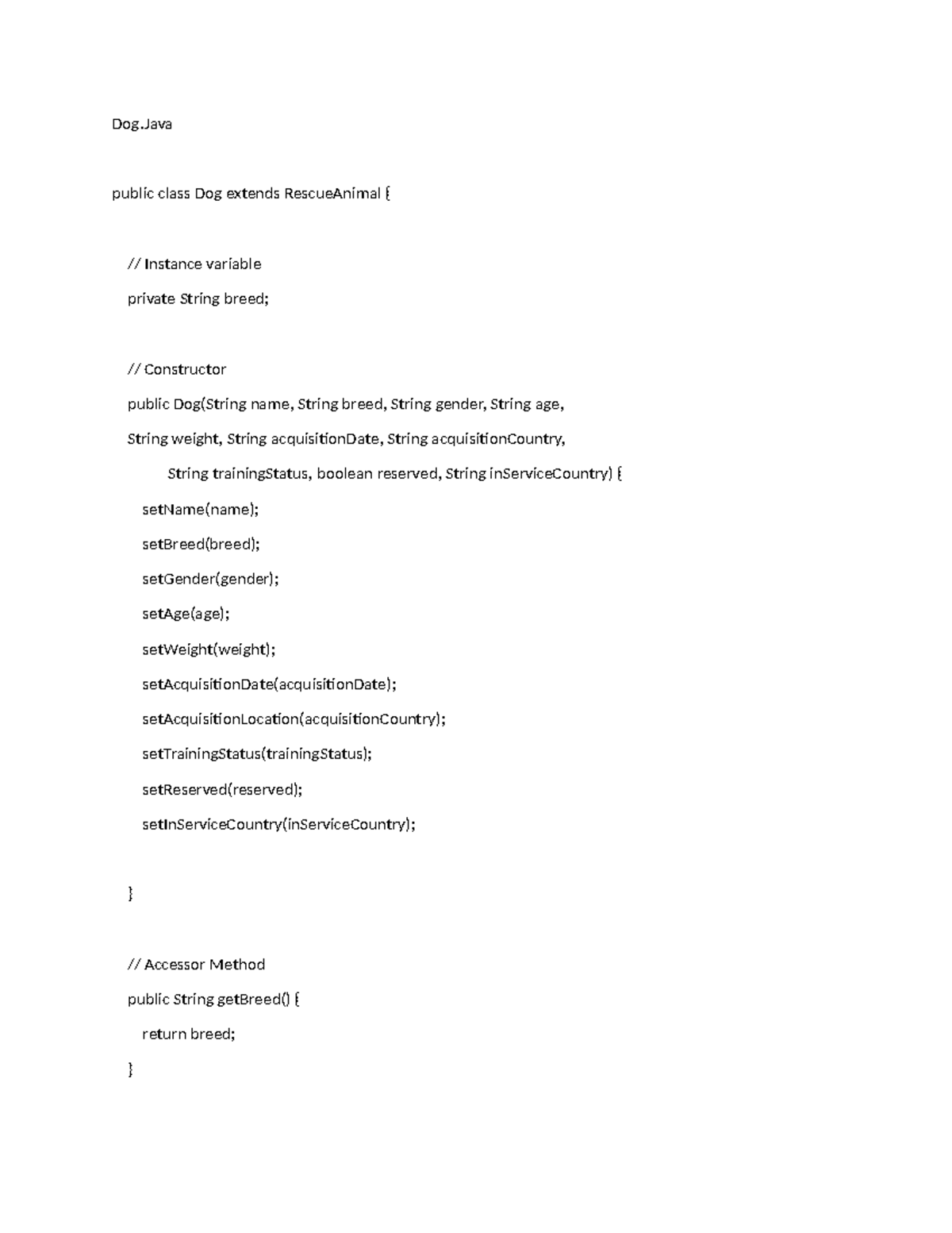 CS101 Final Project Submission: Rescue Animal System Code - Studocu