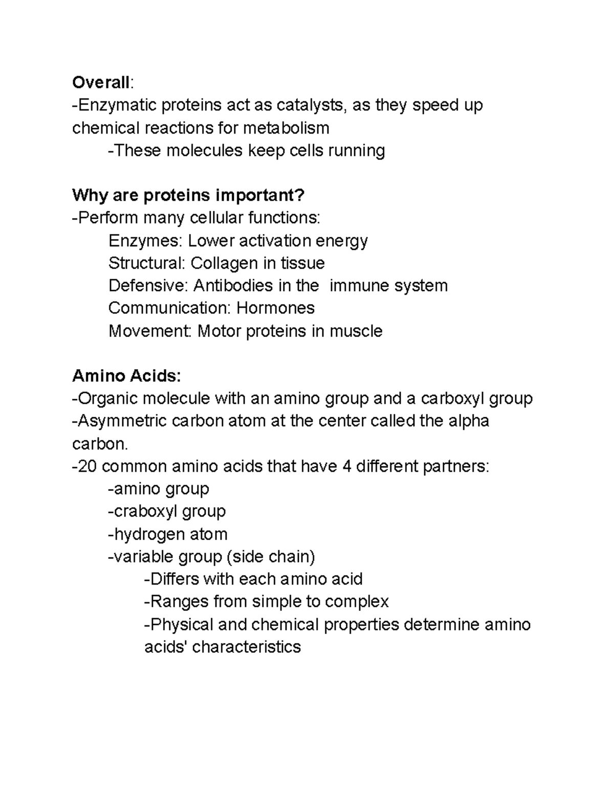 AP Biology: Proteins as Catalysts and Their Functions - Studocu