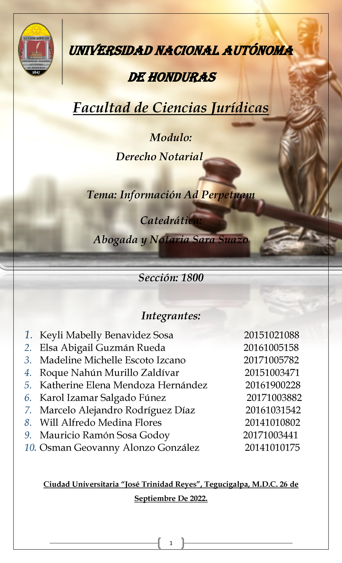 Expediente Informacion Ad Perpetuam - UNIVERSIDAD NACIONAL AUT”NOMA DE HONDURAS Facultad de ...