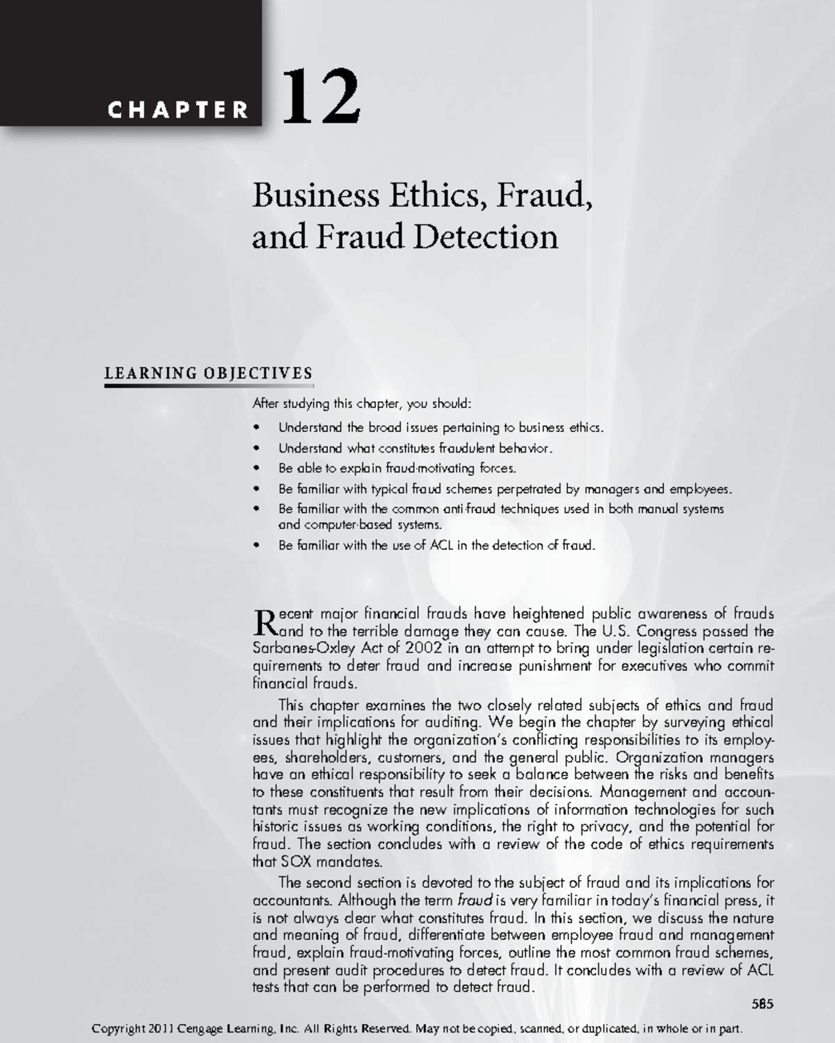 Chapter 12: Business Ethics, Fraud Detection & Implications for IT ...