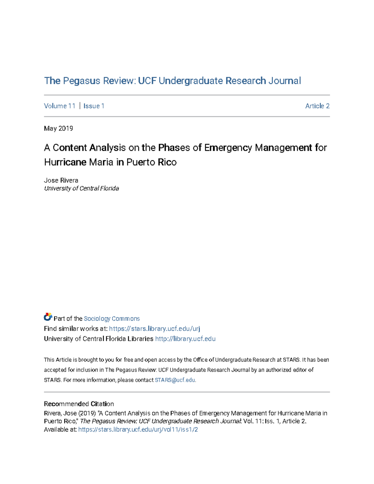 UCF SOC 2019: Emergency Management Phases of Hurricane Maria in PR ...