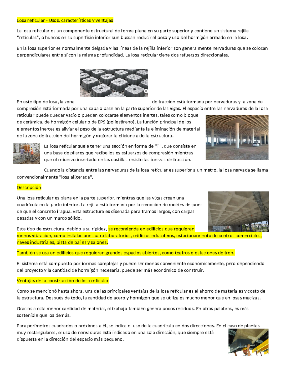 Losa reticular - Son apuntes que pueden servir - Losa reticular - Usos ...