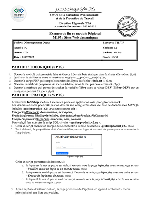 M105 JS TP05 - tp js - O F P P T M 105 : Programmer en Javascript Filière : Dév Digital Niveau ...