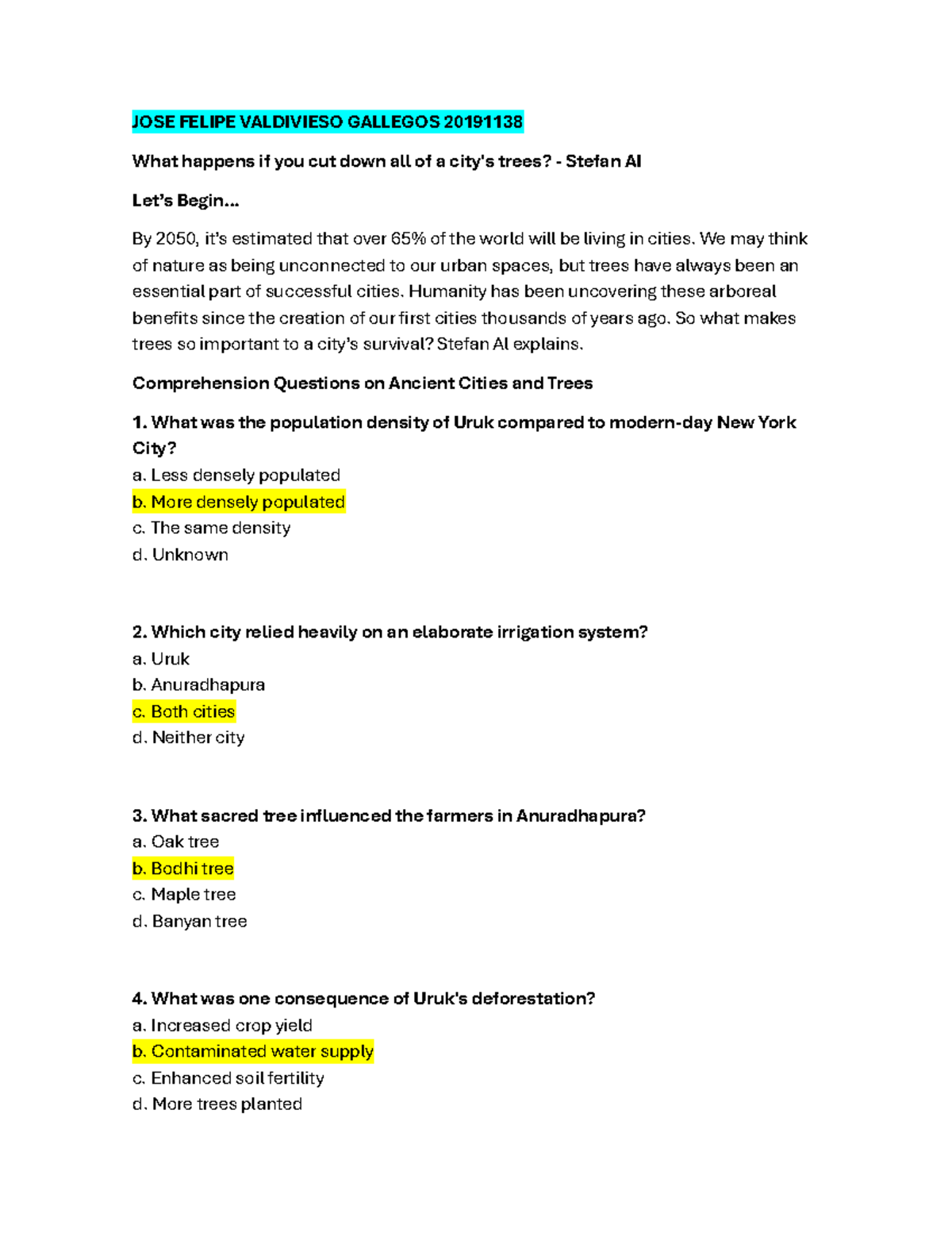 What Happens If You Cut Down All of a City's Trees? 2019 1138 - Studocu