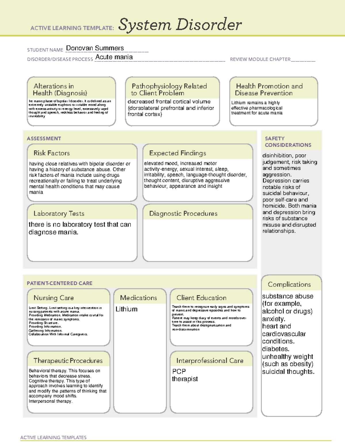 Active Learning Template: System Disorder Review Module - Studocu