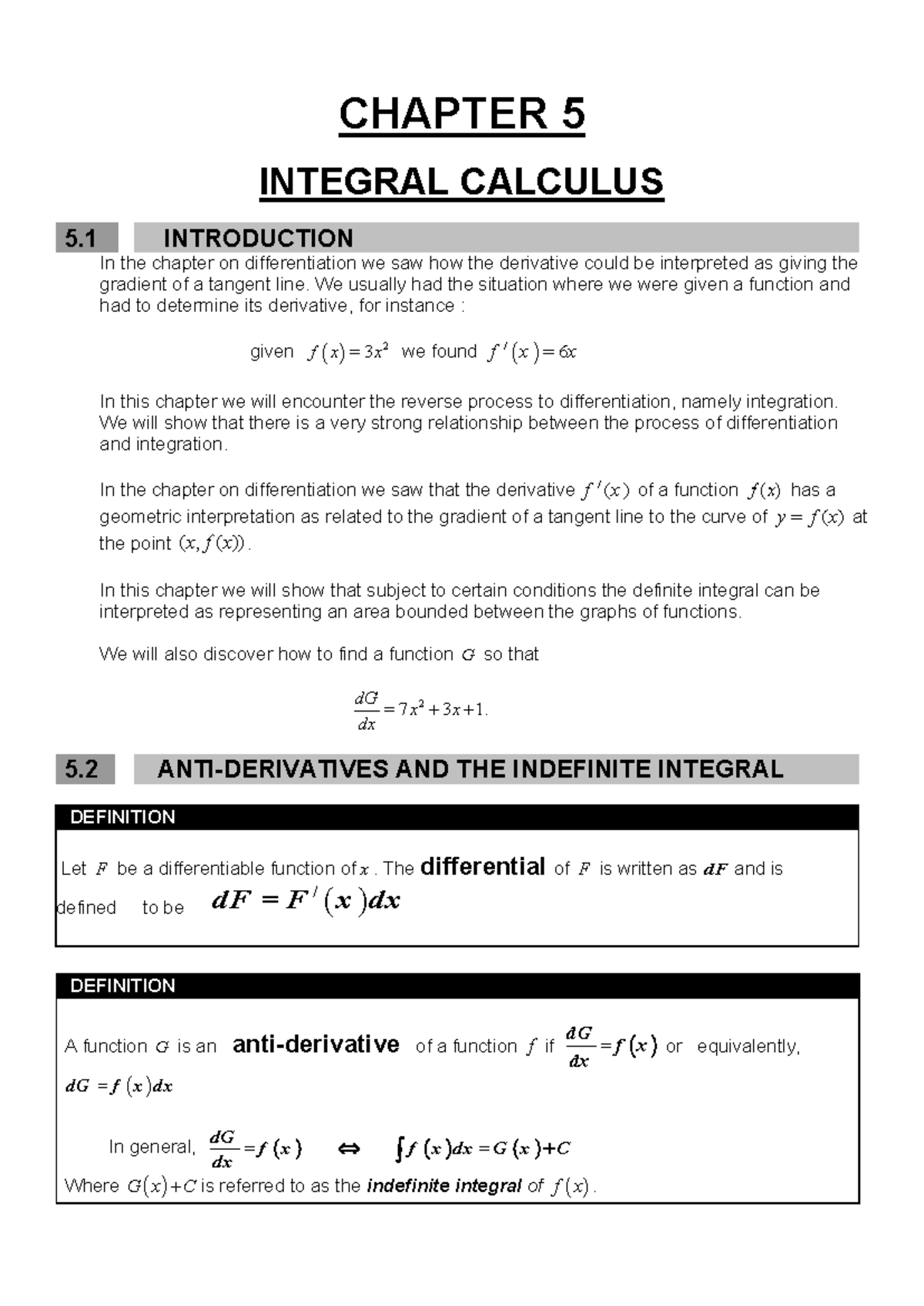 CHAPTER 5 INTEGRATION: KEY CONCEPTS AND EXAMPLES - Studocu