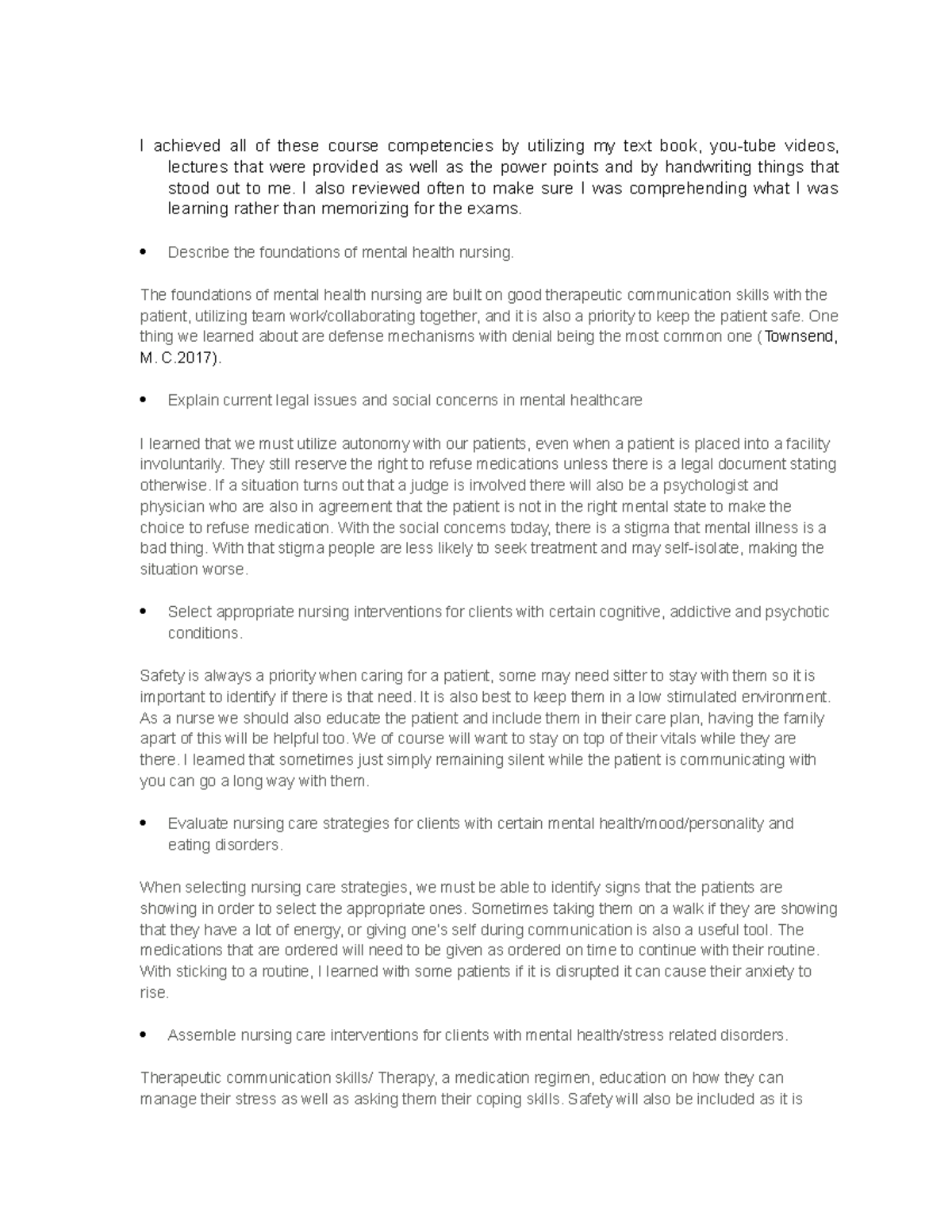 Reflection Notes on Mental Health Nursing - Class Insights - Studocu