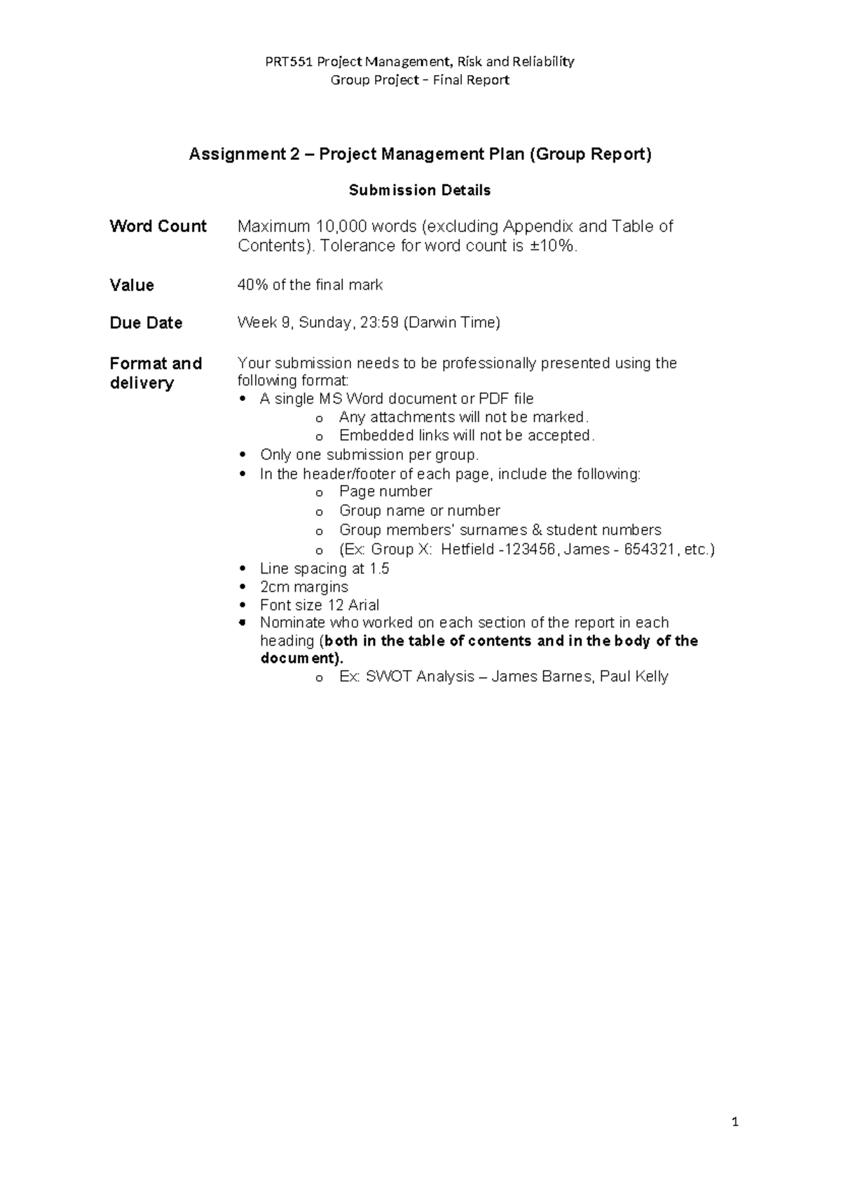 PRT551 Group Project Final Report: Comprehensive Project Management ...