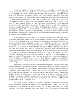Explain the different phases of operational audit - It assesses ...